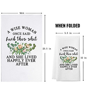 ZJXHPO A Wise Woman Once Said This Shit She Lived Happily Ever After Retirement Gifts for Coworker Divorce Towel Gift Feminist Gift (Fuck This Shit Towel)