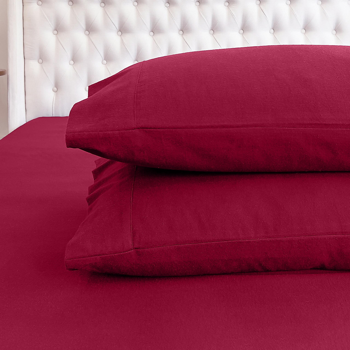 Elegant Comfort Soft 4-Piece 100% Turkish Cotton Flannel Sheet Set - Premium Quality, Deep Pocket Fitted Sheet, Ultra Soft, Cozy Warm Flannel Sheets - Full, Burgundy