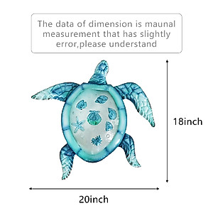 LIFFY 20Inch Metal Sea Turtle Wall Decor Hanging Wall Art Decorations for Beach Pool Patio Seametal