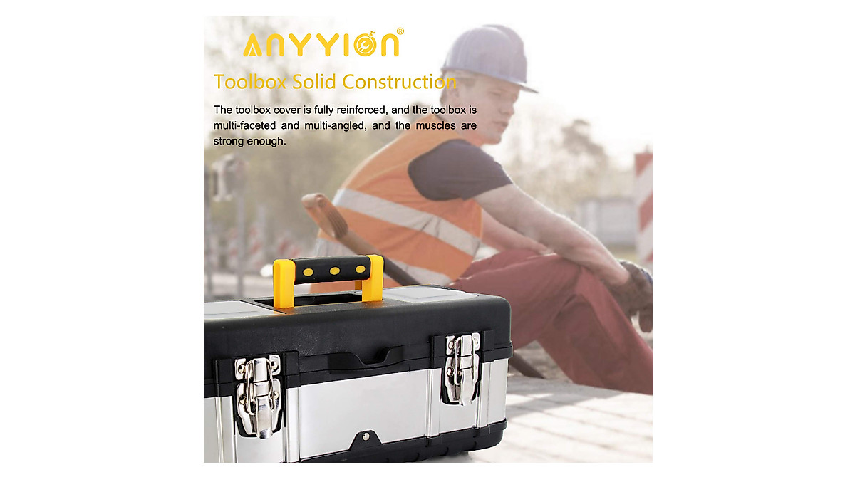 Anyyion 16.5-Inch Tool Box - Durable & Portable Storage