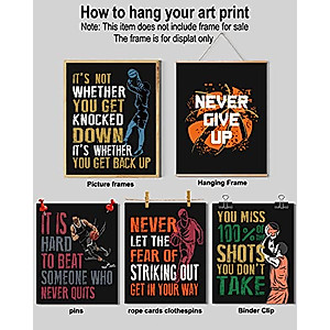 Inspirational Quotes Basketball Posters, Motivational Sayings Basketball Art Of Sport Basketball Room Decor For Men Kids Teenagers, Basketball Wall Decor Art Prints For Bathroom Playroom Classroom