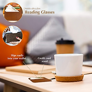 Noble Small Reading Glasses (3 Pack) - Rimless Readers with 3 Wallet Credit Card Holders and 1 Cell Phone Case - Pocket Magnifying Cheaters for Men and Women (+2.00)