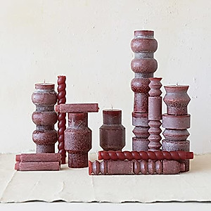 Creative Co-Op Unscented Pleated Taper Box, Powder Finish, Set of 12, Cabernet Candles, 1" L x 1" W x 5" H, Purple