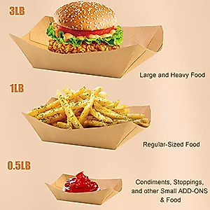 200Pcs Paper Food Trays Disposable, 1LB Paper Food Boats, Recyclable Eco Friendly Kraft Brown Paper Food Tray for Hot Dog Nacho