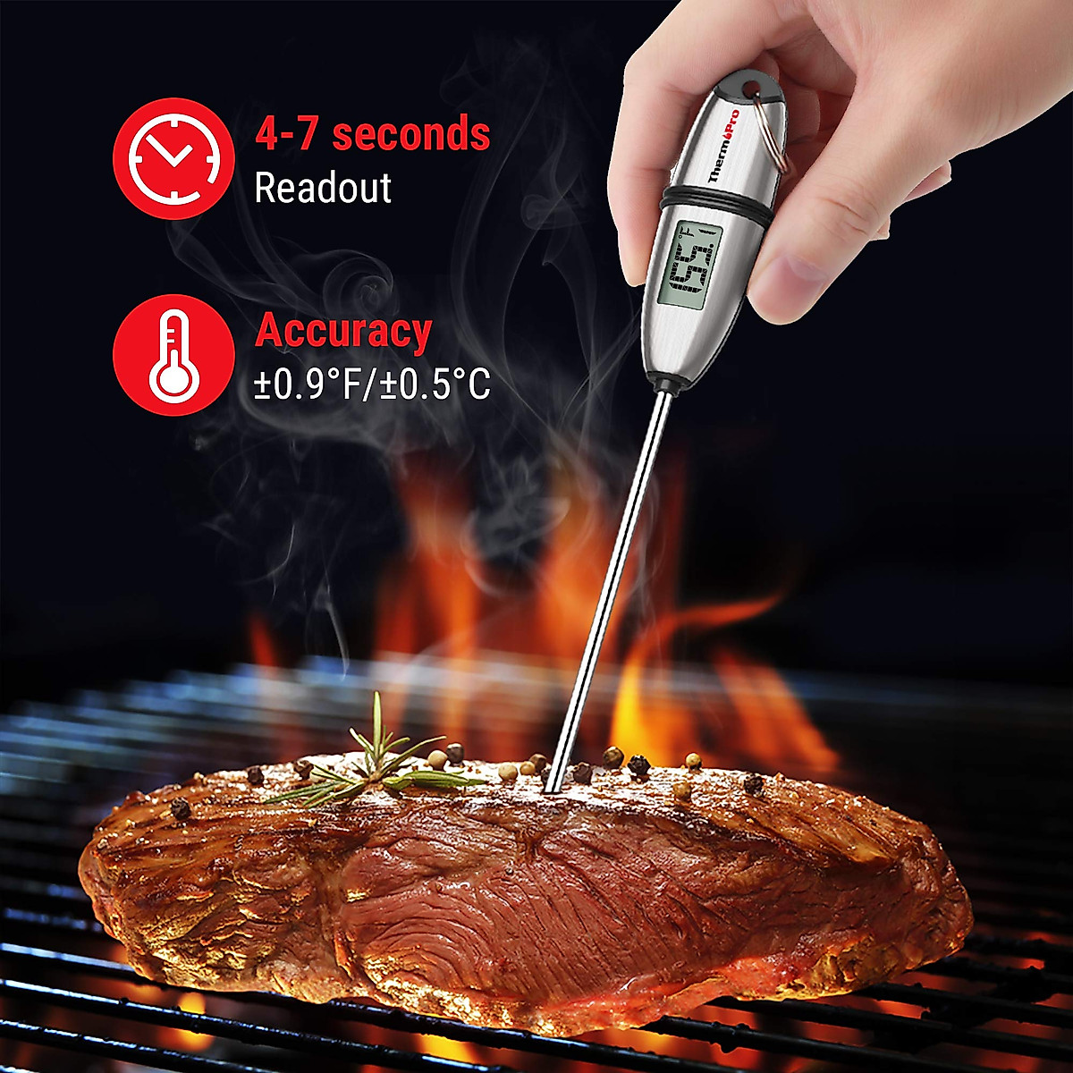 ThermoPro TP-02S Instant Read Meat Thermometer + ThermoPro TP07S Wireless Meat Thermometer for Cooking