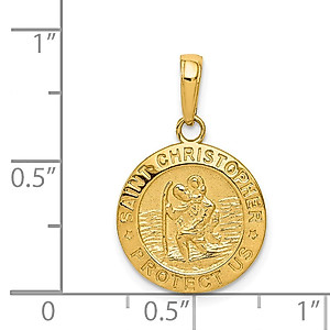 FB JEWELS Solid 14K Yellow Gold Saint Christopher Medal Charm (0.59 x 0.87 Inches)