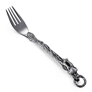 Silverware Set Handmade Cutlery Set of 18 Service for 6 Premium Stainless Steel Utensils,Including Knife/Fork/Spoon For Home Kitchen Halloween Decoration Gift For Gothic,Skull,Skeleton Lover