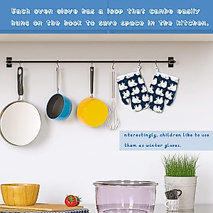 DOERDO 2 Pack Kid Oven Mitts for Children Heat Resistant Kitchen Mitts, Great for Cooking Baking, Age 4-12 (7"x4.7", Polar Bear)