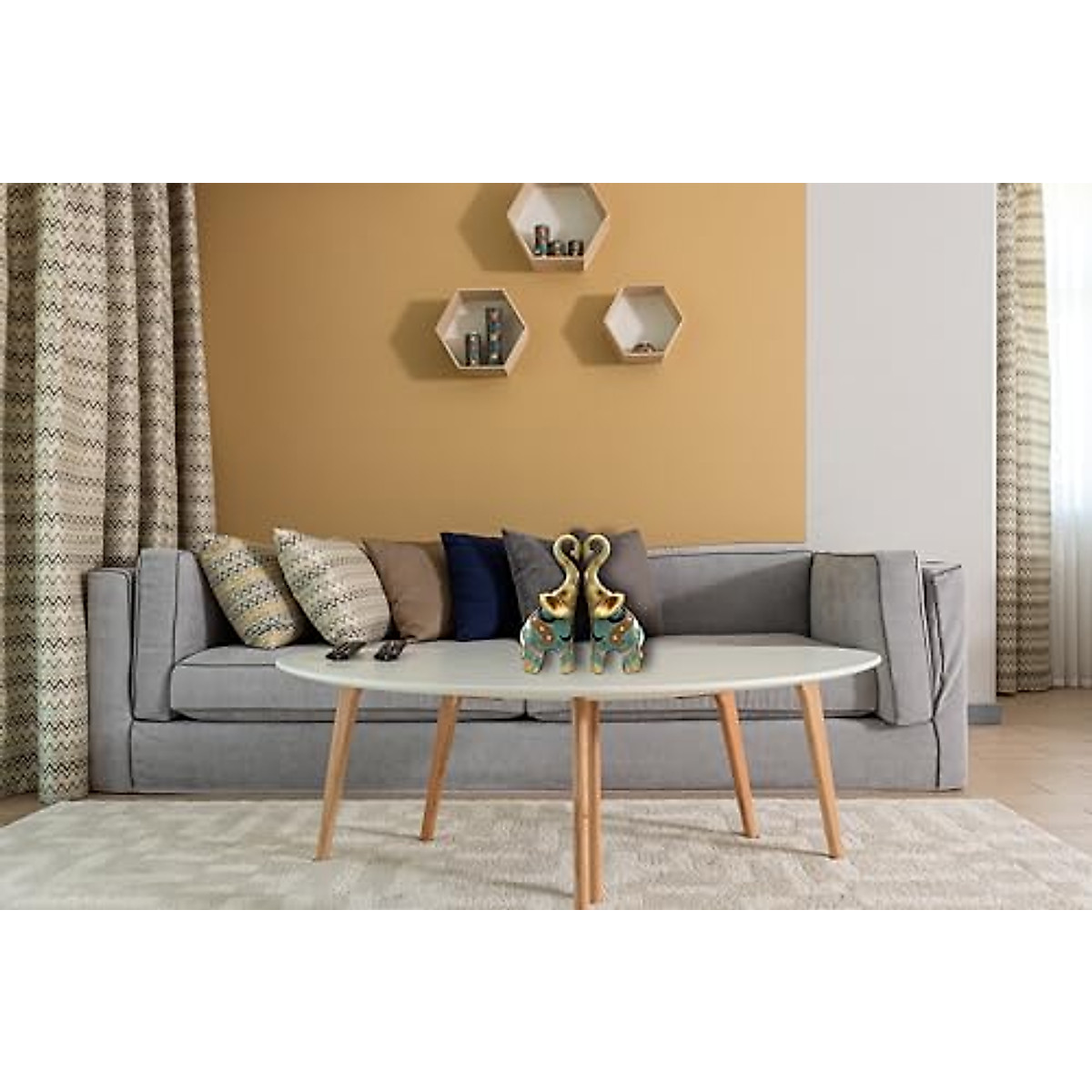 sugutee Good Luck Elephant Decor for Home, Large Gold Elephant Statue for Home Decor, Small Elephant Figurines and Statues (2 Pcs Medium)