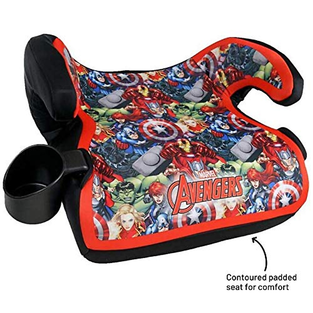 KidsEmbrace Marvel Avengers Group Backless Booster Car Seat with Seatbelt Positioning Clip, Red, Blue, Yellow, and Green