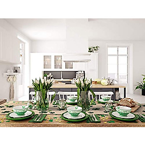 yuboo Burlap Shamrock Table Runner,Saint Patrick Day Decorations for Spring Tablecloth Farmhouse Kitchen Home