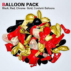 Red and Black Balloon Garland Kit, 114PCS Red Black and Gold Balloon Arch, 4 Sizes Black Red Balloons for Casino Theme Party Decorations Graduation New Year Party Wedding Birthday Decorations