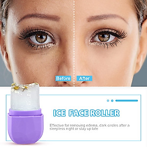 Ice Roller for Face and Eye, Gua Sha Face Massage, Facial Beauty Ice Roller, Silicone Ice Mold for Face Beauty (Purple)