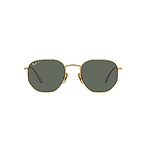 Ray-Ban RB8148 Hexagonal Titanium Sunglasses, Legend Gold/Polarized Green, 54 mm