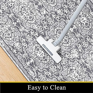 Vaukki Living Room Rug, Vintage Shaggy Soft Laundry Rug, Non Slip Kitchen Area Mat, Washable Farmhouse Bedroom Area Carpet for Bathroom, Kitchen and Kidsroom(4'x6', Grey)