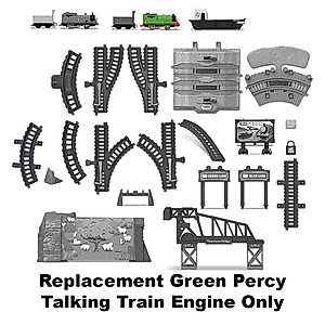 Thomas and Friend Replacement Part for Thomas and Friends Playset Talking Thomas and Percy Train Set - GLK80 ~ Replacement Green Percy Talking Train Engine, Green, Red, Black, White