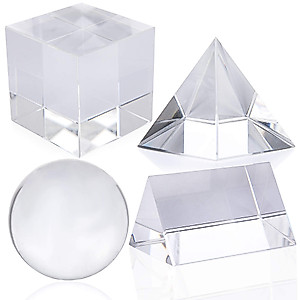 QFkris 7 Pack Crystal Photography Prism Set, Include 50mm Crystal Ball, 50mm Crystal Cube, 50mm Optical Pyramid, 25mm*1+50mm*2+100mm*1Triangular Prism