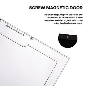 Boshen 1 Pack LED Shoe Display Cases with Voice Control Stackable Extra Large Sneaker Storage Box Magnetic Drop Side Shoe Collection Organizer for Mens 13.5 & Womens 14