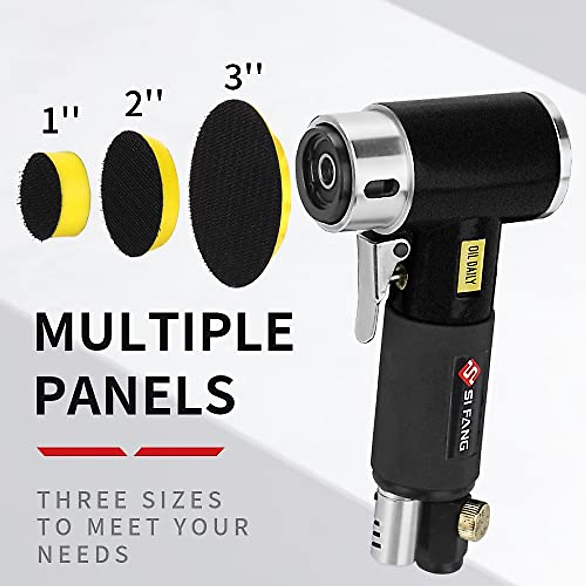 Mini Air Sander 1/2/3 Inch Pneumatic Small Orbital Sander for Auto Body Work, Mini Polisher with 45PCS Sanding Discs + 3PCS Backing Pads