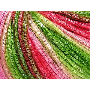 Strawberries & Limes (Pinks & Greens) Picasso Fuzzy with Subtle Sheen Yarn, Polyester, Acrylic Blend 50 gram 125 Yards