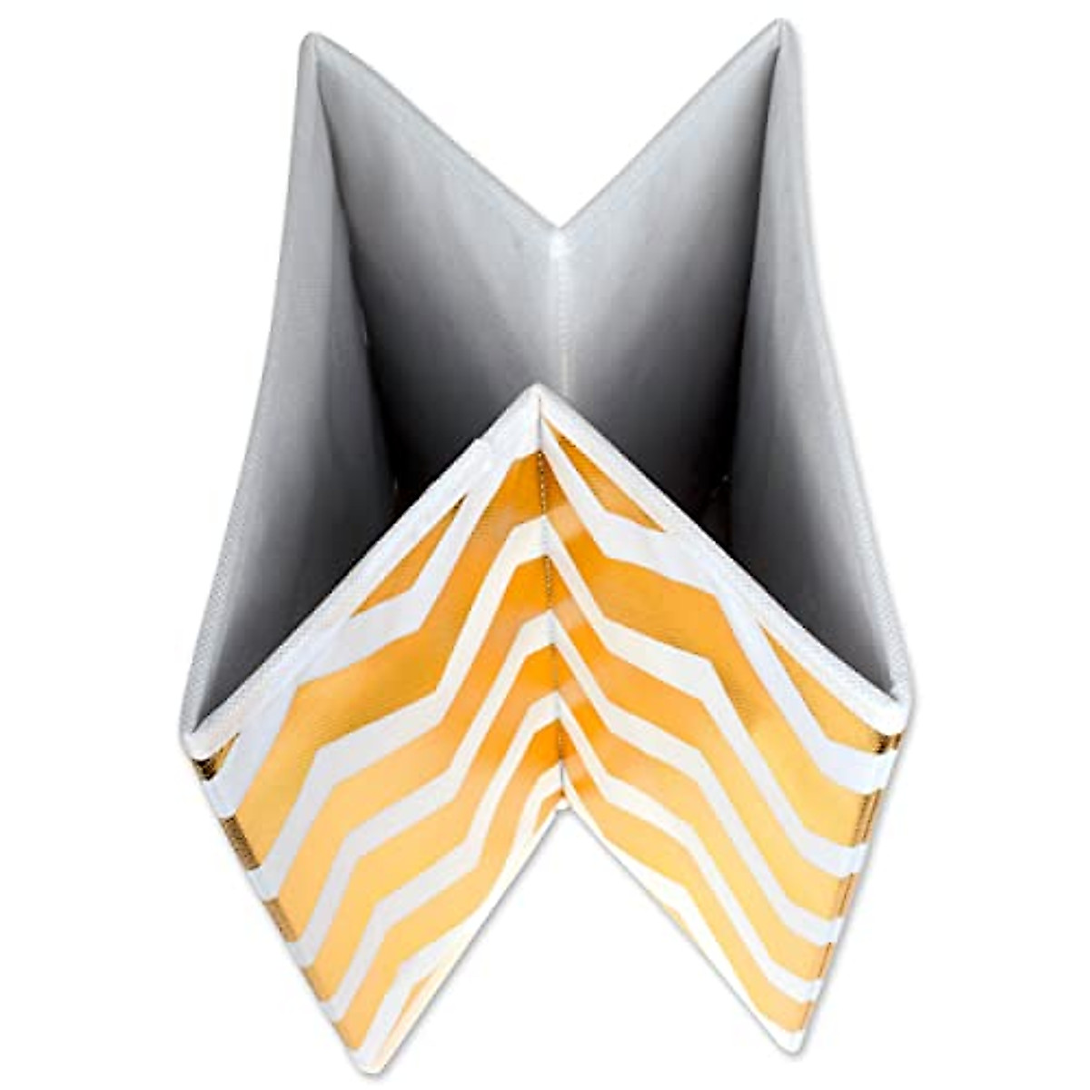 DII Non Woven Polyester Storage Bin, Metallic Chevron, Gold, Large Set of 2