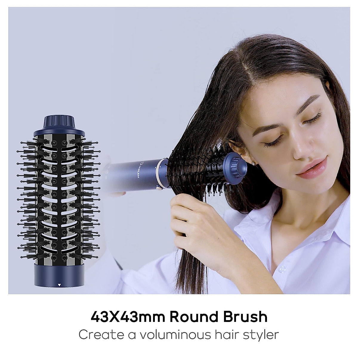 IG INGLAM MegaAIR Styler Air Styling & Drying System, Professional Interchange Hair Dryer Brush 110,000 RPM Brushless BLDC Motor Ionic Hot Air Volumizing and Shape, Prussian Blue