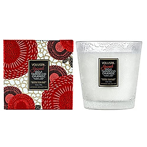 Voluspa Spiced Goji Tarocco Orange Candle | 2 Wick Glass Boxed Hearth | 16.5 Oz | Holiday Scent |All Natural Wicks and Coconut Wax for Clean Burning