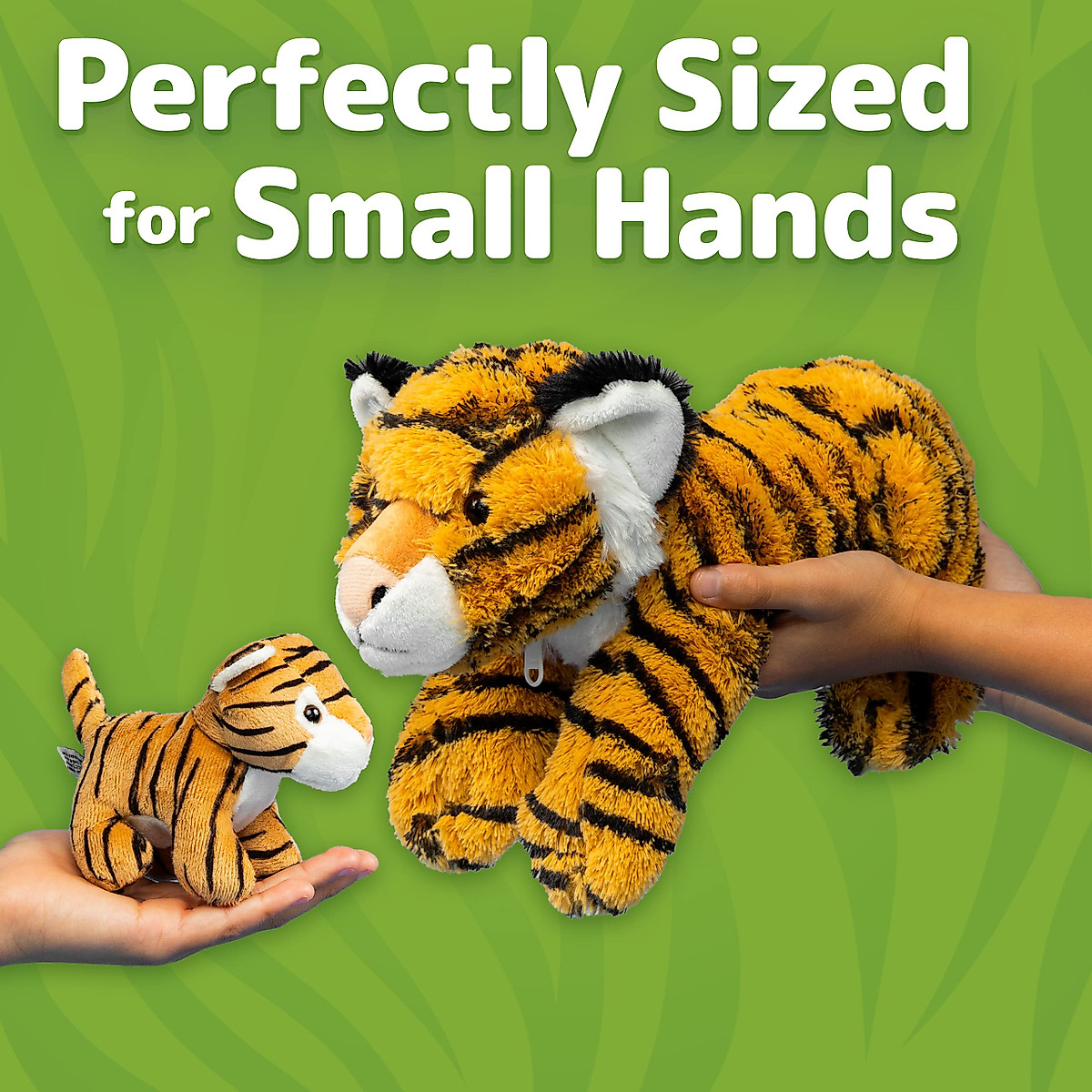 PREXTEX Plush Tiger with Zippered Pouch for Its 3 Little Plush Baby Tigers - Plushlings Collection Soft Stuffed Animal Playset