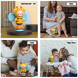 Tinabless Suction Cup High Chair Toy, Baby Musical Toy Yellow Bee Toy with Music and LED Lights, Infant Light Up Toys, Developmental Tray Toy, Newborn Gifts for Ages 6 Months and Up Boys Girls
