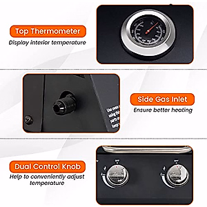 Grill Portable Gas Grill, Small Foldable Tabletop Propane BBQ Griddle w/Grease Tray, Thermometer, 20,000 BTU / 243 Sq.in Cooking Area, 2 Burner Gas Grill for Outdoor Camping, Tailgating, Picnic