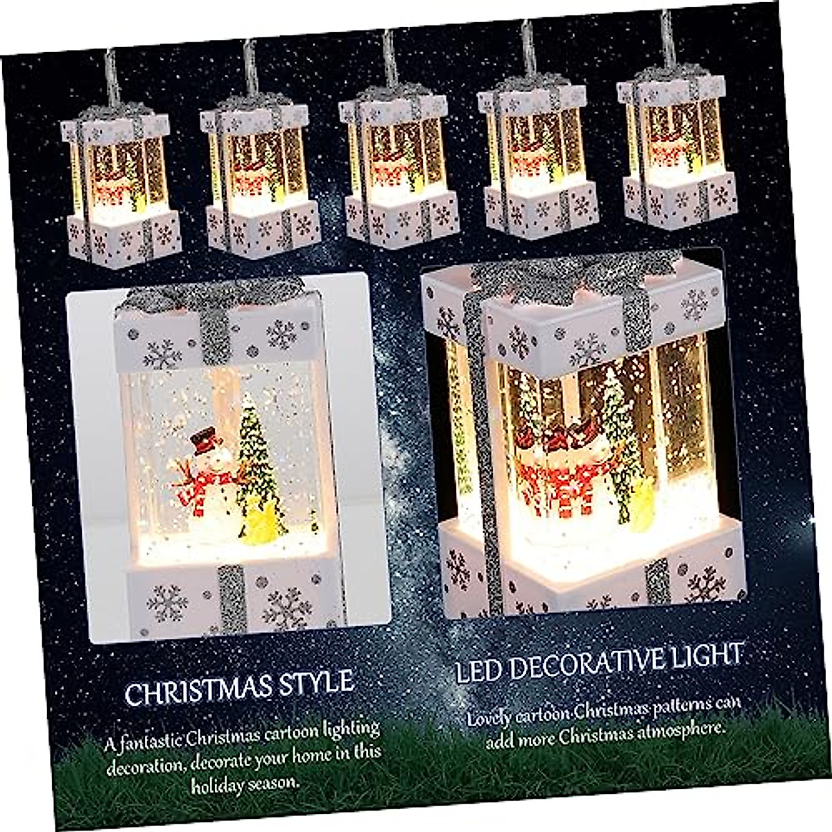 DOITOOL 1pc Christmas Decorations Battery Christmas Lights Earth Decorations Christmas Snow Globes Holiday Hanging Lantern Lighted Glitter Lantern Light up Snow Globe Plastic White Music