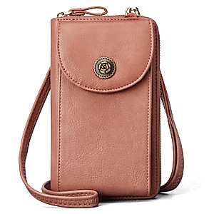 BROMEN Small Crossbody Bags For Women Leather Cellphone Purse Designer Zipper Wallets Fashion Shoulder Bag Pink