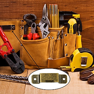 8PCS Small Metal Tape Measure Holder Clip Measuring Tape Belt Holder Occidental Measure Holster with Rivets for Drill Leather Pocket Tool, Bronze