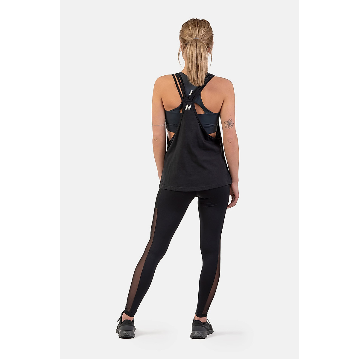 NEBBIA Sleeveless Loose Cross Back Feeling Good Tank Top 419 Black