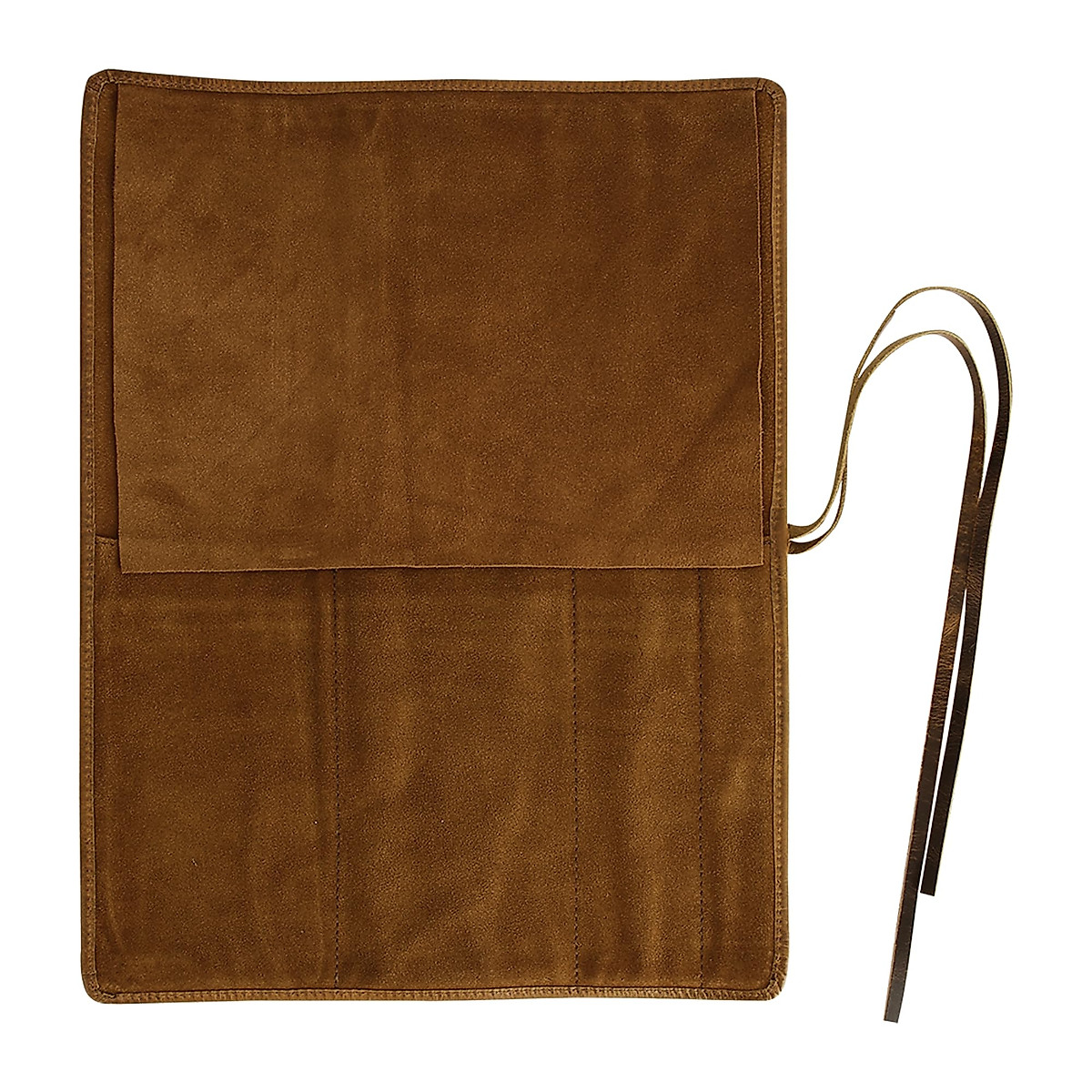 Genuine Buffalo Leather Knife Roll Set Chef's Knife Holder Cutlery Sheath Artist Case Organizer Storage bag Travel Friendly Gift for Men & Women - Teak