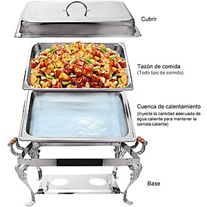 UZOURI Rectangle Chafing Dish Set, Stainless Steel Chafing Dish, Stainless Steel Food Warmer Buffet Dish Catering Pan, for Buffet Catering Kitchen Party