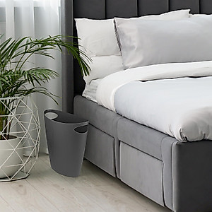 Superio Slim Bathroom Trash Can 2 Gallon Plastic Small Compact Waste Basket for Bedroom, Dorm, Under Office Desk, Narrow Portable RV Dustbin, 4 Grey