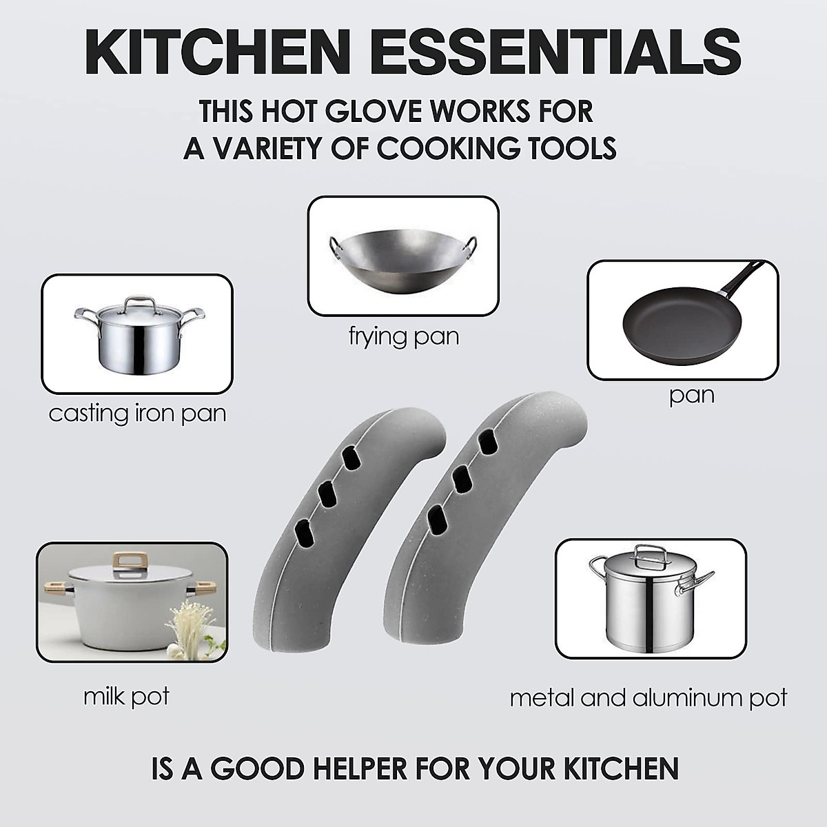 6 Pack Heat Resistant Silicone Pot Handle Covers - Universal Fit for Pots, Pans, and Skillets - Non-Slip Grip, Protects Hands from Hot Handles