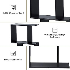 Giantex 2-Tier Bookshelf S Shaped Bookcase, Free Standing Industrial Storage Rack, Suit for Living Room Bedroom Office, Modern Small Bookcase, Black