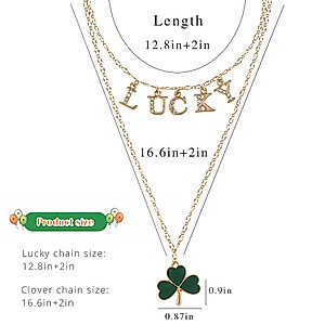 Sixexey St.Patrick's Day Necklace Shamrock Clover Necklaces Gold Neck Chain LUCKY Letter Saint Patrick's Day Parade Necklace Jewelry for Women