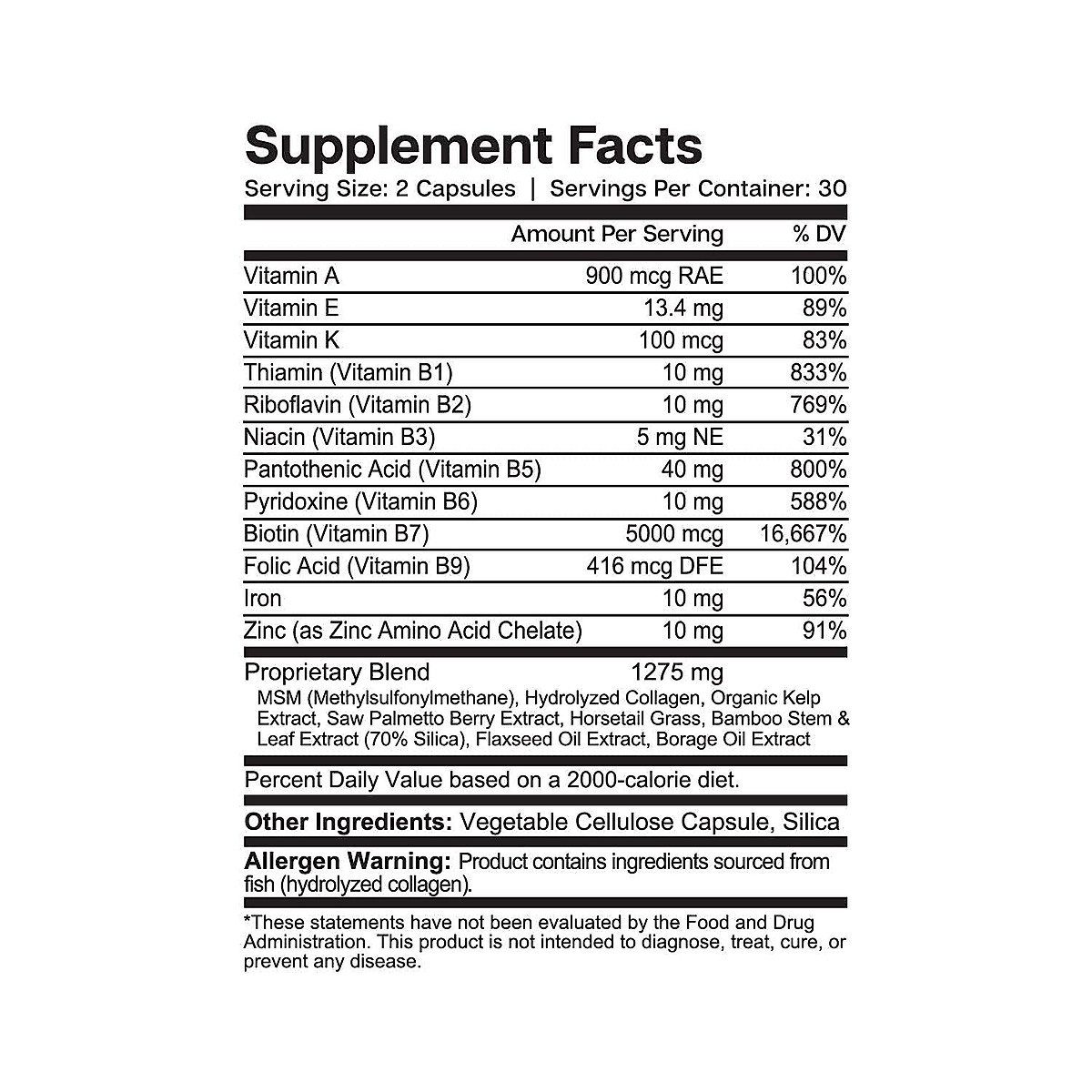 Essential Elements Hair Hero - Hair Supplement for Women and Men - Powerful Hair Vitamin Formula for Hair Growth & Thickness - Healthy Hair, Skin, and Nails Product - 5000 mcg Biotin