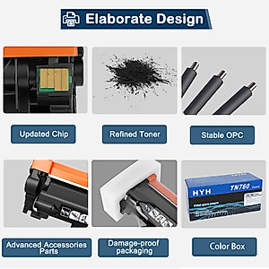 TN760 Toner for Brother Printer,2 Pack TN-760 Toner Cartridge Black High Yield for Brother TN760 TN-760 TN730 TN-730 for HL-L2350dw MF-L2750dw HL-L2390dw MF-L2710dw DCP-L2550dw...
