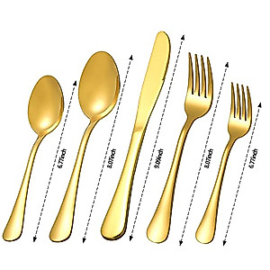 Gold Silverware Set for 12, Compralo 60 Pieces Stainless Steel Shiny Gold Flatware Set, Gold Cutlery Tableware Set Include Spoons, Forks, Knives for Home and Restaurant