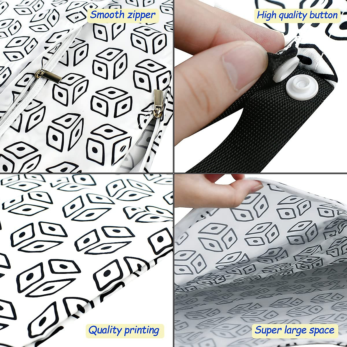 2Pcs Waterproof Reusable Wet & Dry Bag for Baby Cloth Diaper Gym Clothes Travel Bags Washable Beach Pool Swimsuits Pockets with Two Zippered Dirty Diapers Stroller Yoga Toiletries Daycare Organizer