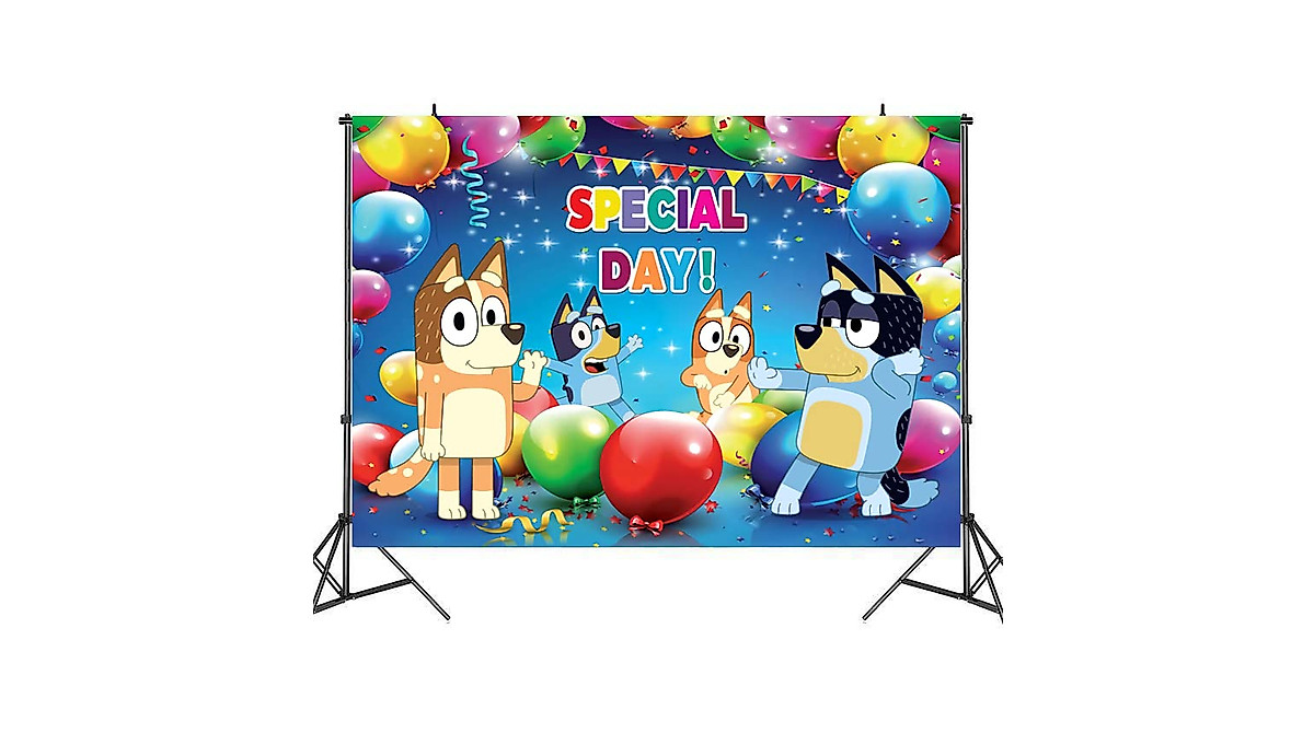 Bluey Birthday Backdrop Banner - 7x5 ft Kids Party Decorations