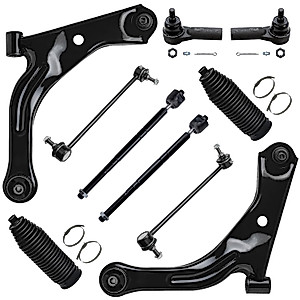 Detroit Axle - Front End 10pc Suspension Kit for Ford Escape Mazda Tribute Mercury Mariner 2005-2009, 2 Lower Control Arms w/Ball Joints Inner & Outer 4 Tie Rods 2 Boots 2 Sway Bar Links Replacement