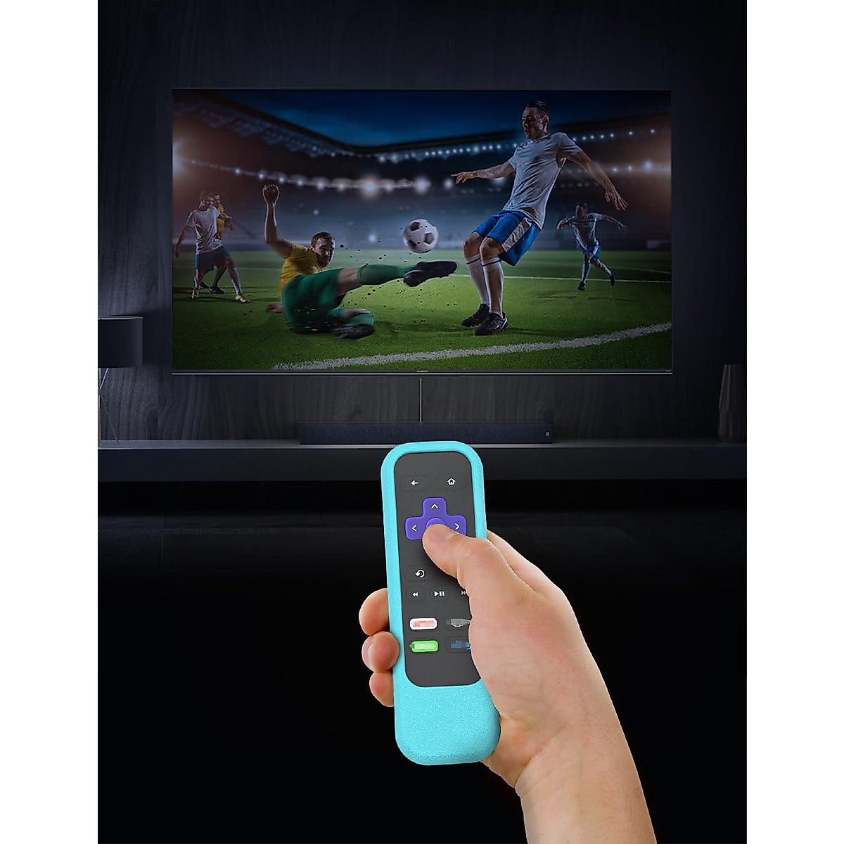 Protective Case for Roku Express HD/Express+,Roku 2 (4210R),Roku LT,Premiere,RC83,Streaming Stick RC41,3800RT,TCL TV R655 Remote Case Light Weight Shock Proof Silicone Remote Cover(Glow in Dark Blue)
