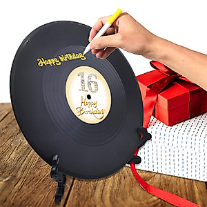 Vinyl Record Sweet 16 Birthday Decorations 11.6"X11.6", 16th birthday decorations Party Favor Sign Poster, 16th Birthday Guest Book Alternative, Great Sweet 16 Gifts for Girls or Boys (16 Years Old)