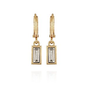 Vince Camuto Goldtone Glass Stone Huggie Hoop Dangle Earrings
