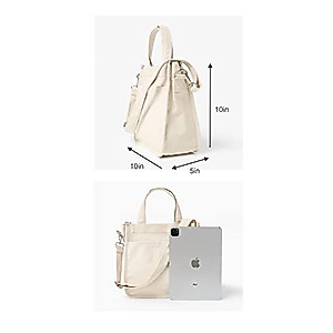 Jeelow Small Canvas Tote Handbag Bag Purse For Women Girl (Beige Original)